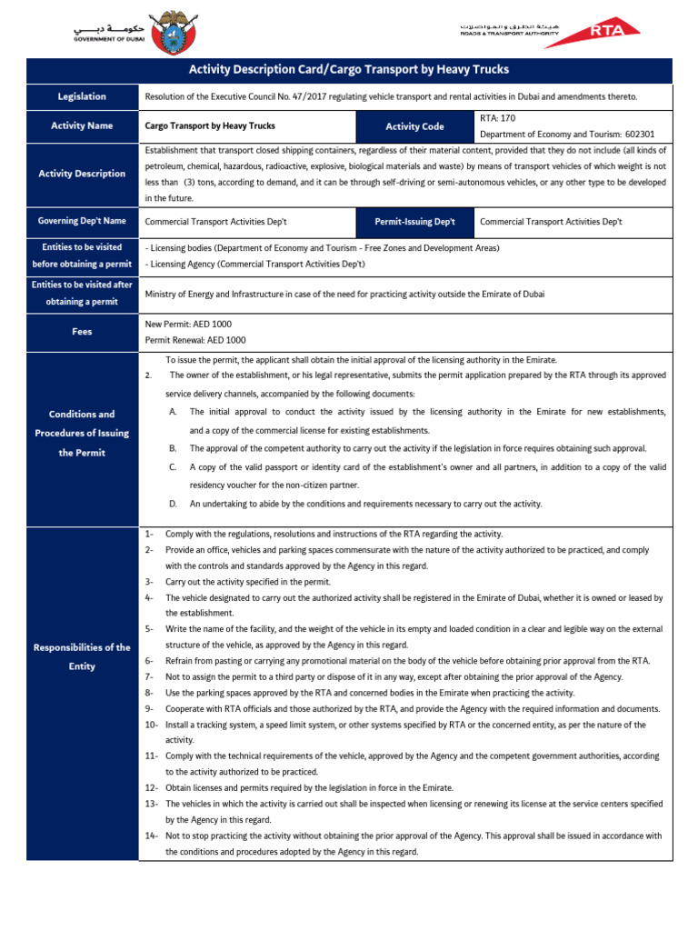 Dubai Heavy Truck Cargo Transport Guide | PDF | Transport | Cargo