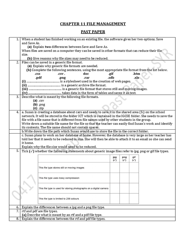 CHAPTER 11 PAST PAPER | PDF | File Format | Computer File
