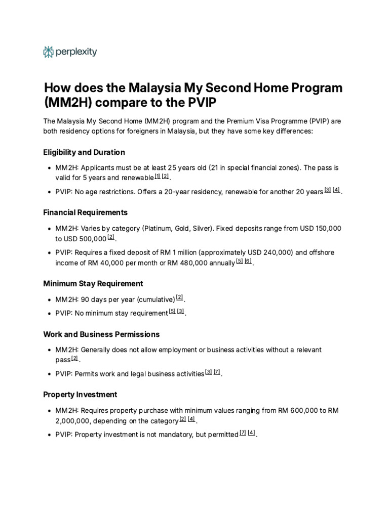 How does the Malaysia My Second Home Program (MM2H | PDF