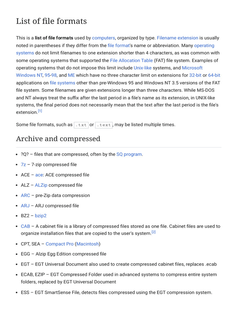 List of File Formats - Wikipedia | PDF | Nucleic Acid Sequence ...