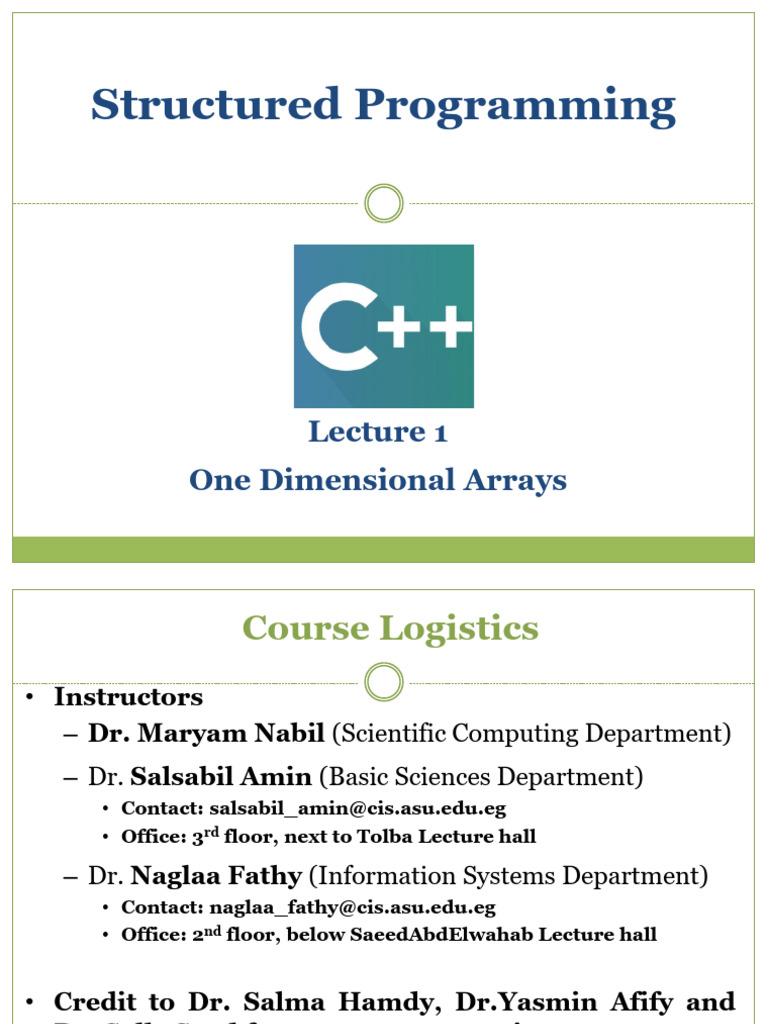 Sp25 Lecture 1 1d Arraysnotes Pdf Integer Computer Science 3154