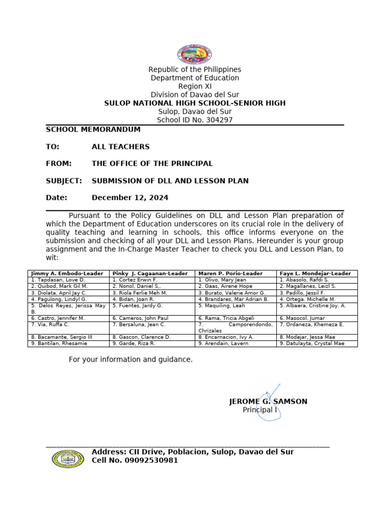 Memo On The Checking of DLL and DLP | PDF