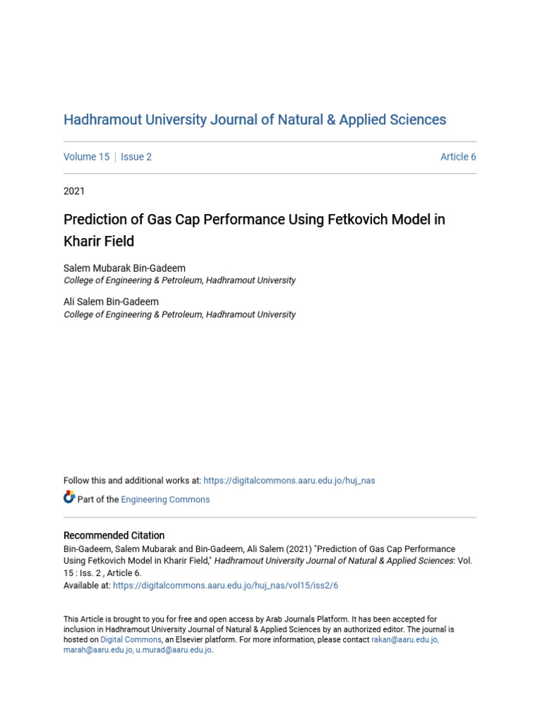 Gas Cap Performance in Kharir Field | PDF | Petroleum Reservoir | Porosity