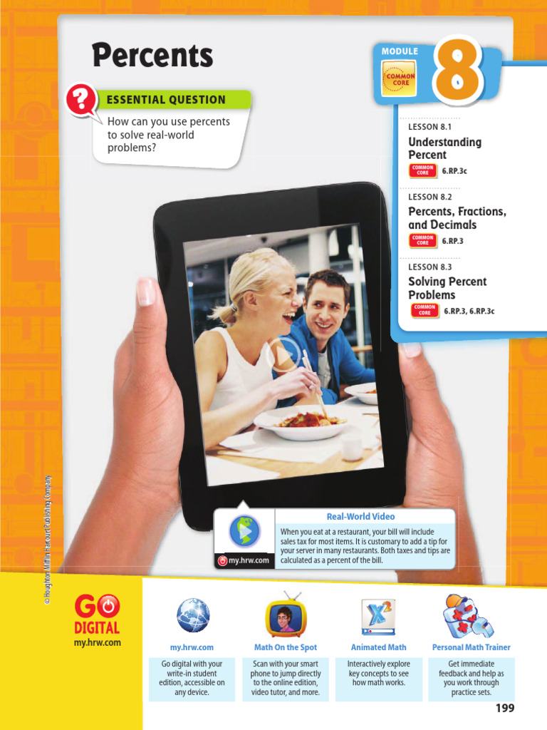 Math Grade6 lesson Percent | PDF | Multiplication | Ratio