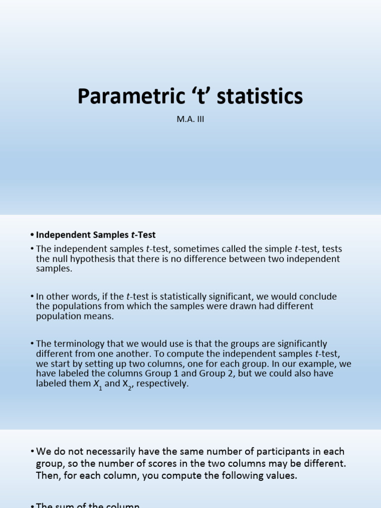 Parametric t Statistics | PDF
