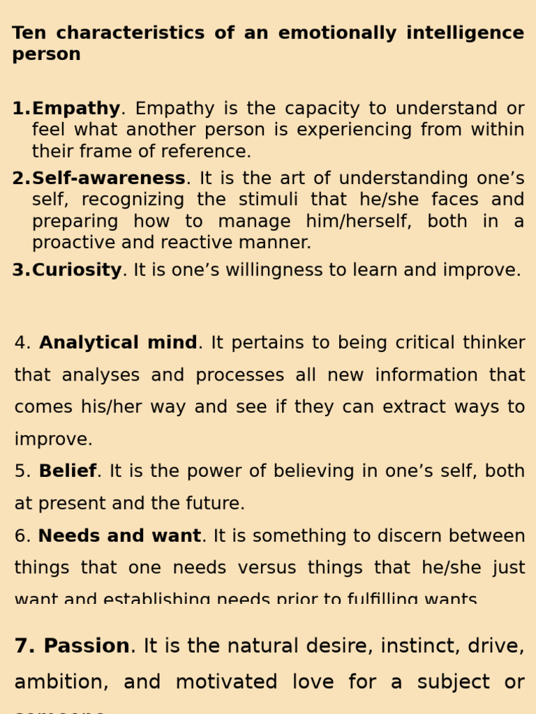 Ten Characteristics of Emotional Intelligent Person. | PDF