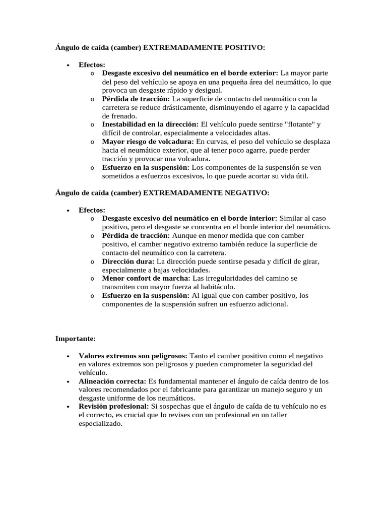 Ángulo de Caída | PDF | Direccion | Neumático