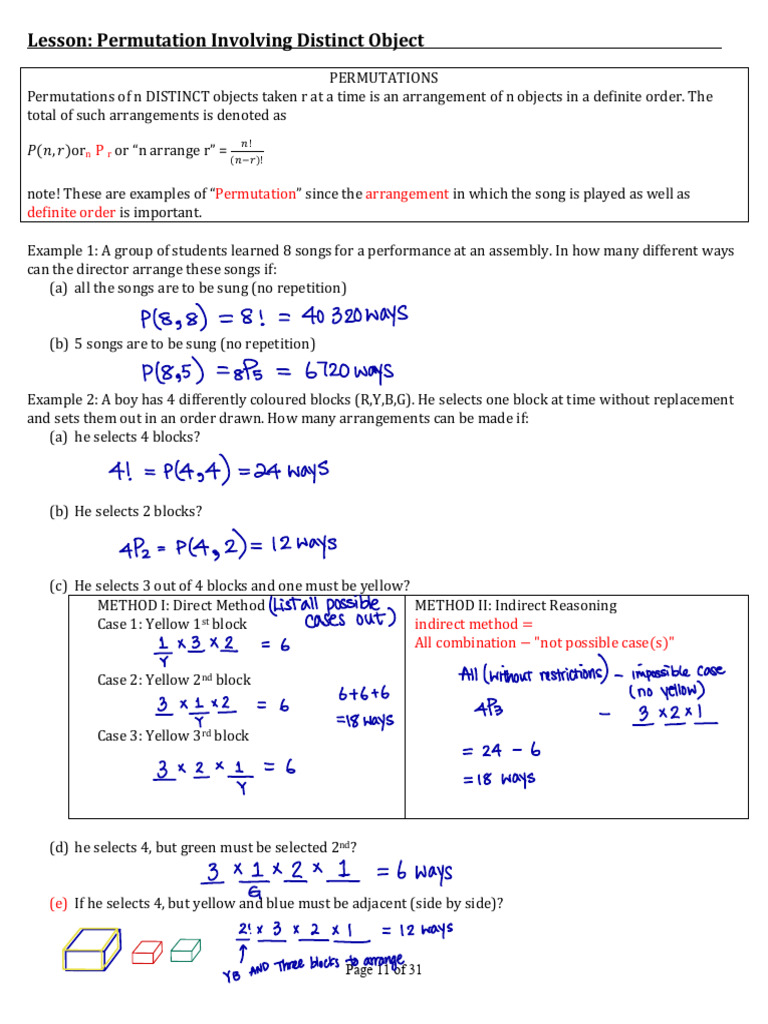 MDM4U-2.4 Permutation Part 2 (Worksheet Solution) | PDF | Meal | Drink