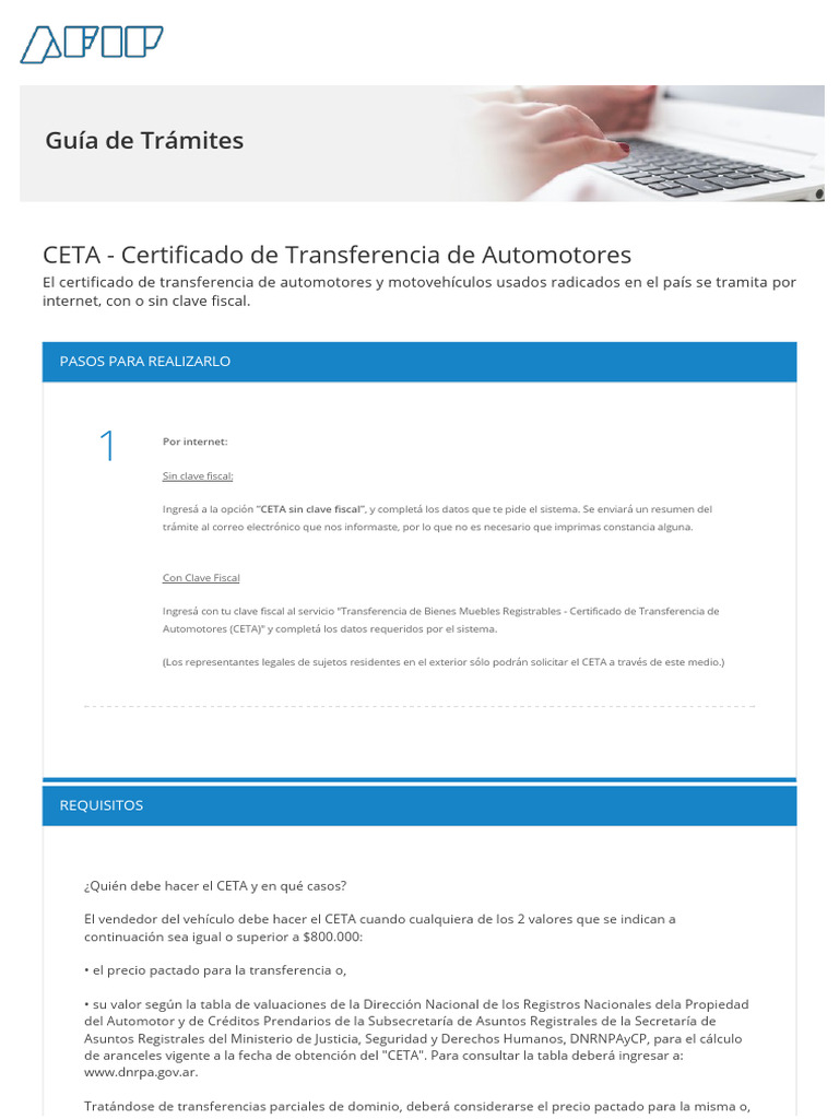 GT - CETA - Certificado de Transferencia de Automotores | PDF