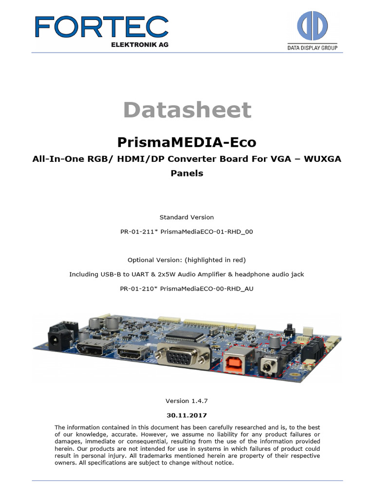 Prismamedia-Eco - Datasheet Nowa | PDF | Hdmi | Usb