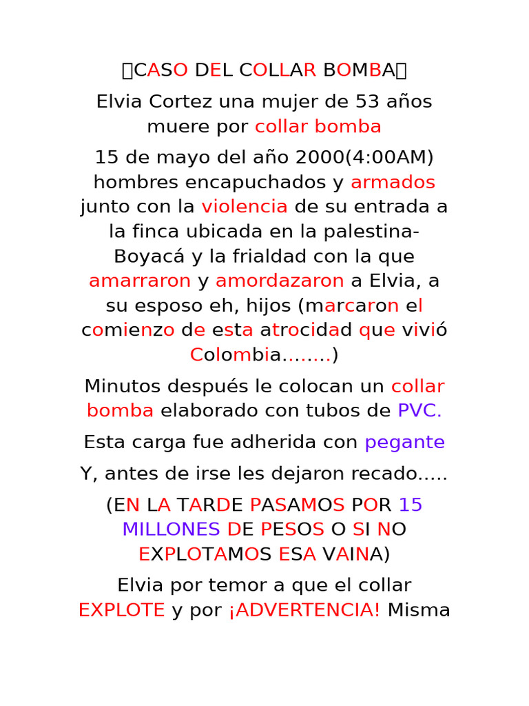 Tragedia del collar bomba en Boyacá | PDF