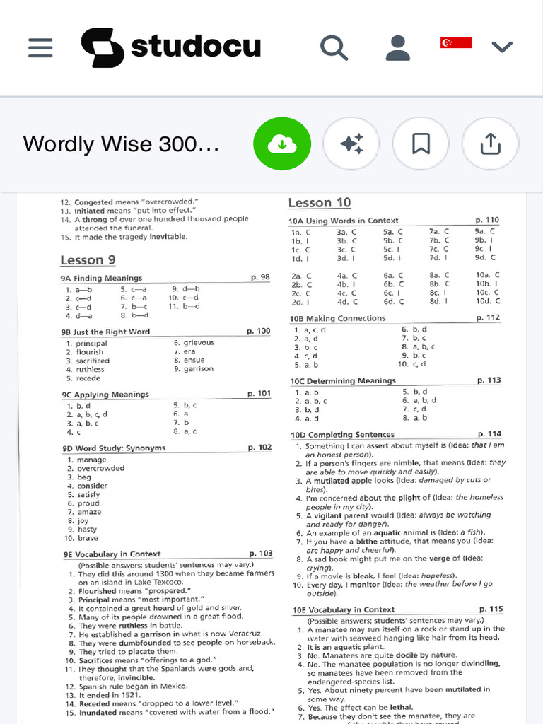 Wordly Wise 3000 Book 7 (ANS) - EC3342 - NUS - Studocu | PDF