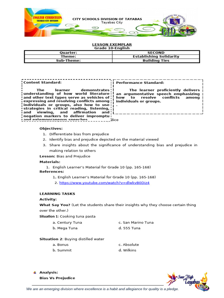 Bias VS Prejudice (Inset Demo) | PDF | Bias | Prejudices