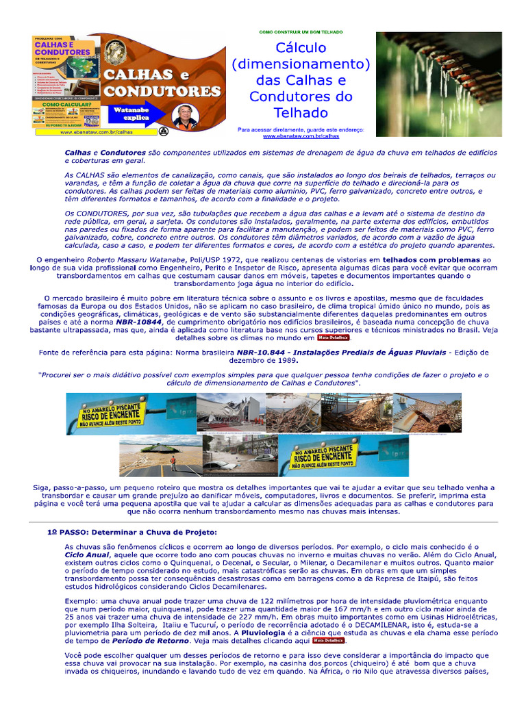 Dimensionamento de Calhas | PDF