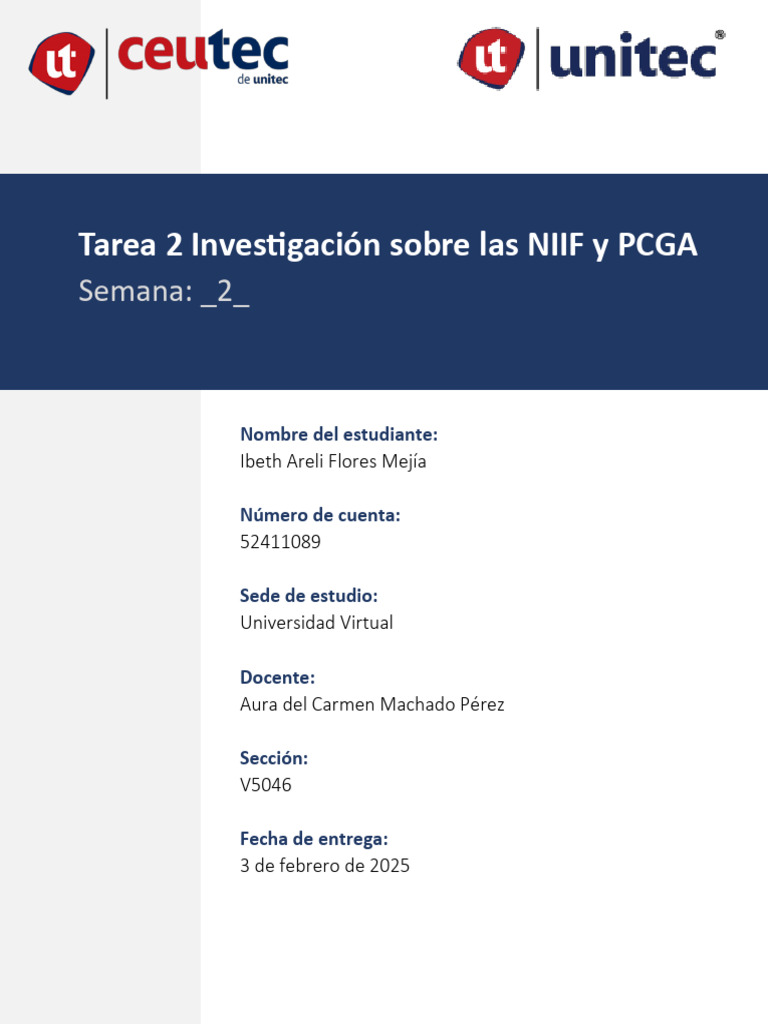 TAREA 2 Investigación Sobre Las NIIF y PCGA | PDF | normas internacionales de INFORMACION ...