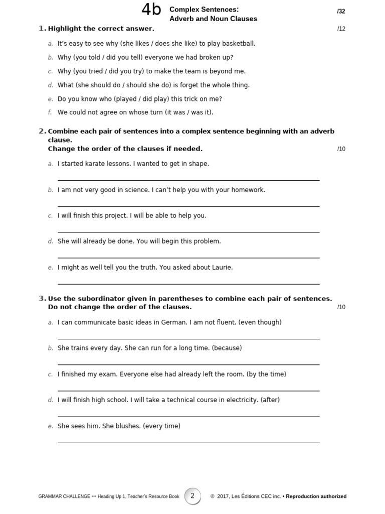 Complex Sentences Practice Guide | PDF