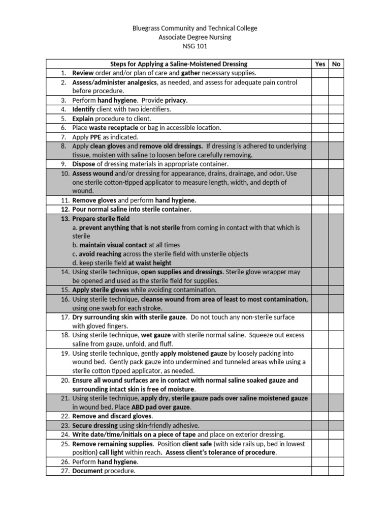 Skill Verification Checklist Wound Care | PDF | Wound