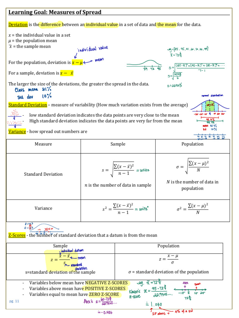 3.5 Measure of Spread Part 2 | PDF | Standard Deviation | Standard Score