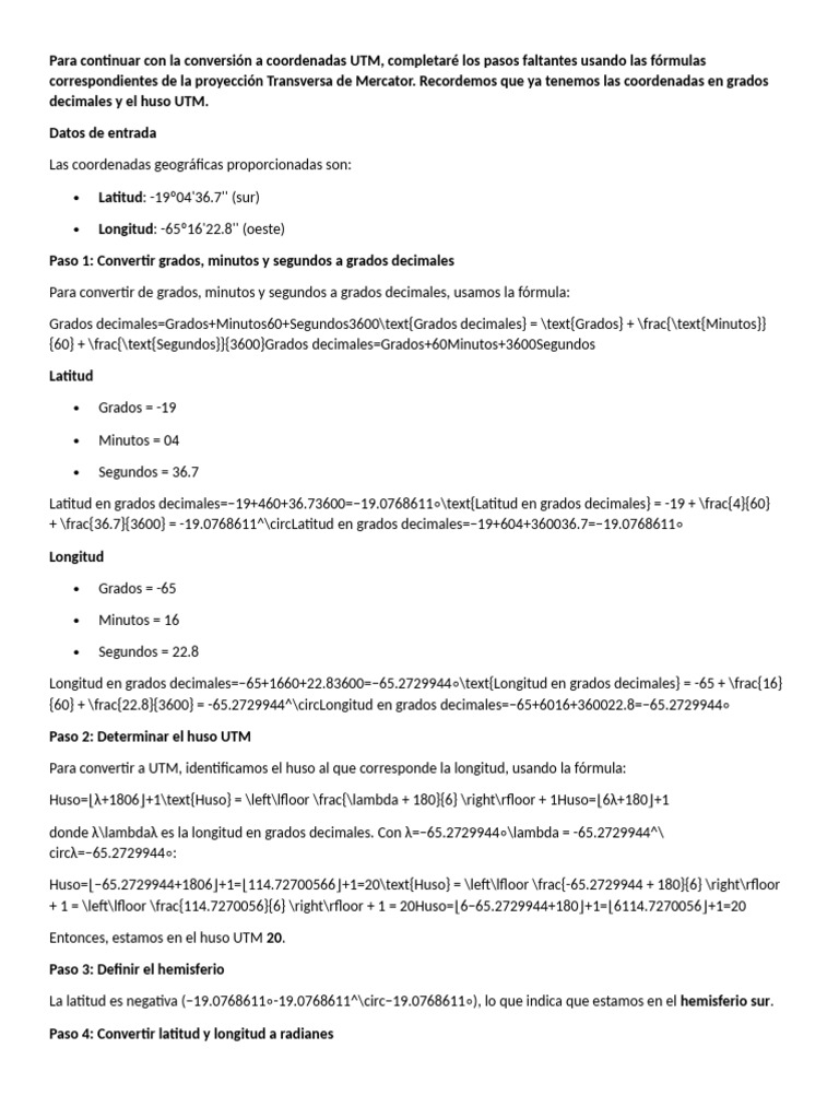 Conversión A Coordenadas UTM | PDF | Latitud | Medida Geométrica