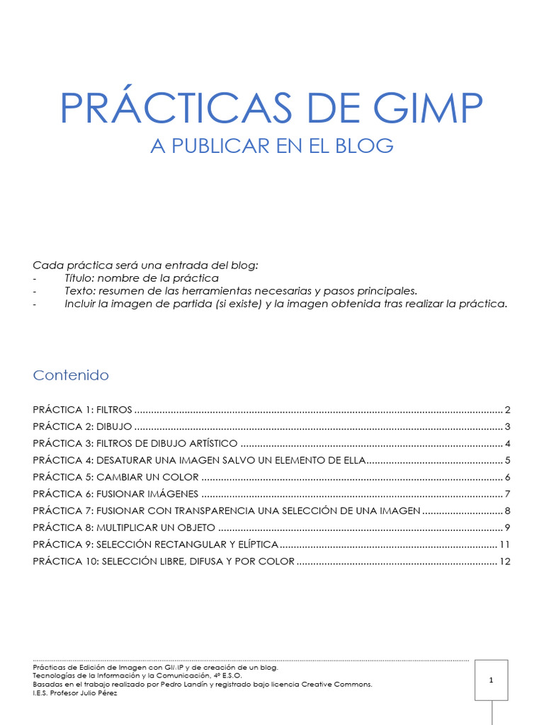 Prácticas Gimp de La 1 A La 12 | PDF | Color | Sombra