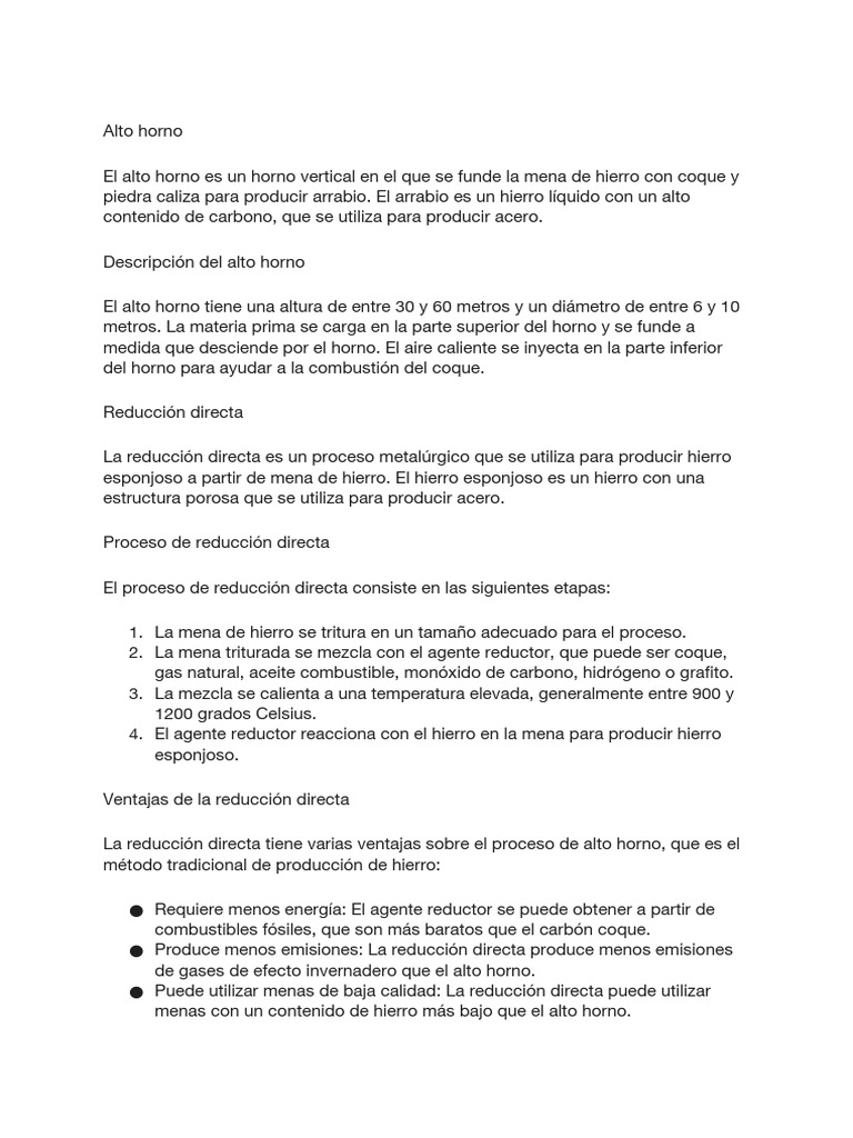 Arrabio: Definición y Usos en Acero | PDF | Arrabio | Alto horno