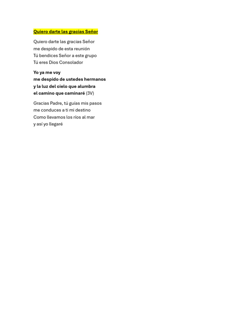 Quiero Darte Las Gracias Señor, Despedida | PDF