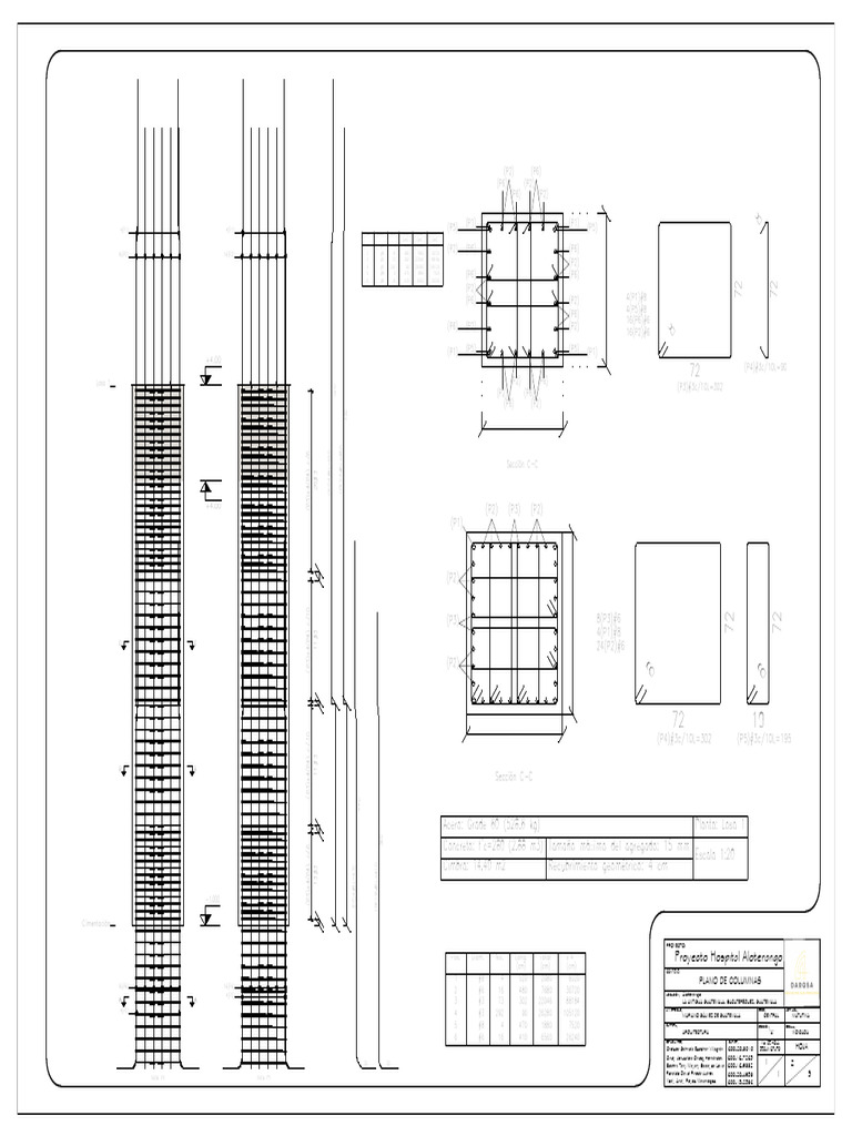 Proyecto Hospital Alotenango: Plano Columnas | PDF