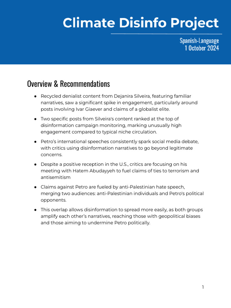 Climate Disinfo Report - 2024-10-01 - Spanish-Language | PDF | Media Bias | Human Communication