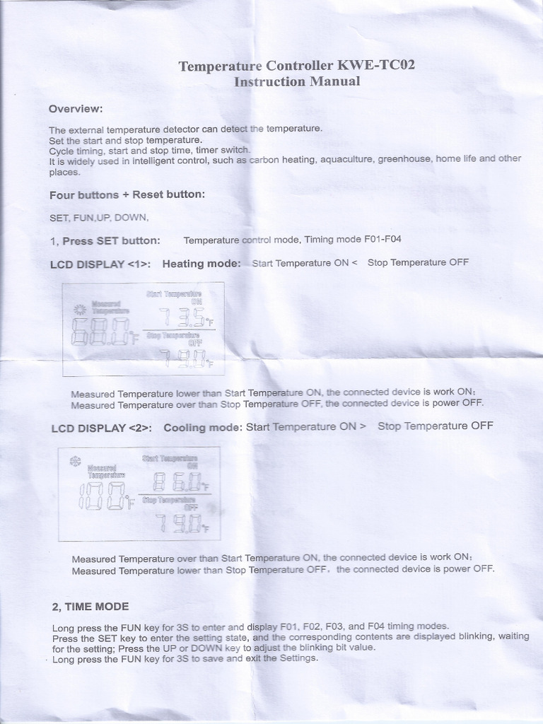 Temperature Controller KWE-TC02 Instruction Manual | PDF