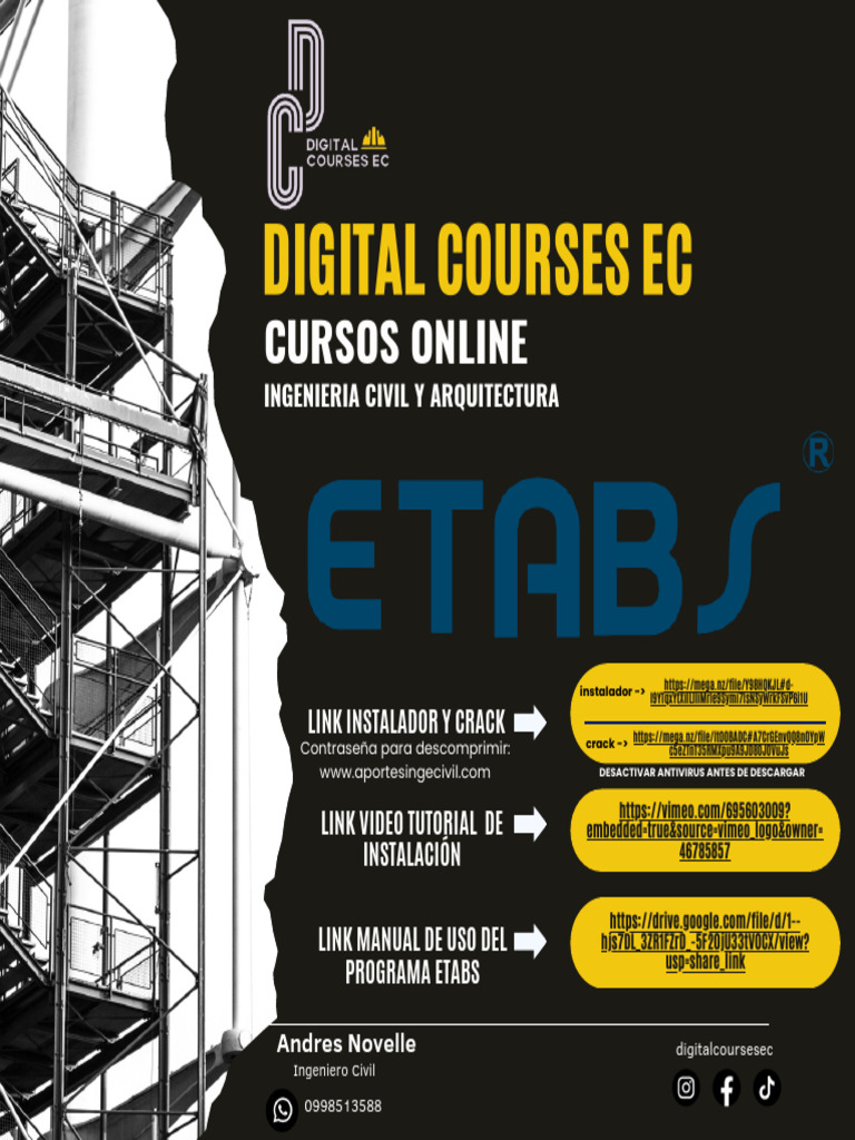 ETABS - Instalador - Digital Courses EC | PDF