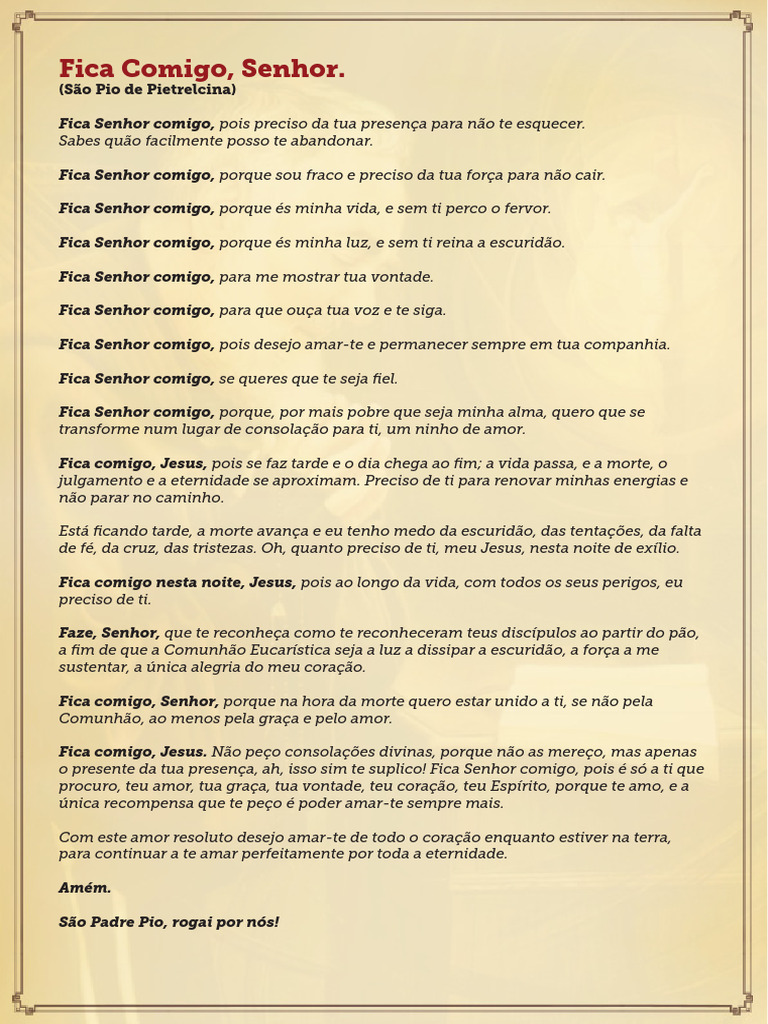 Oracao Fica Comigo Senhor | PDF