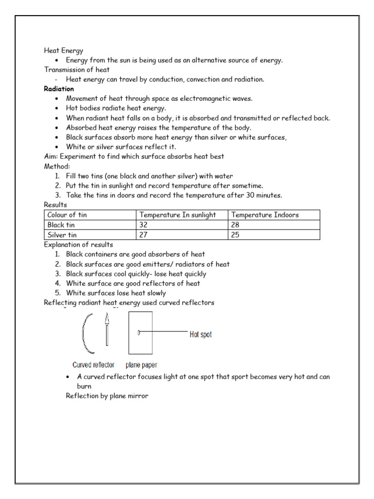 Combined Science - Heat Energy 015121 | PDF | Convection | Reflection ...