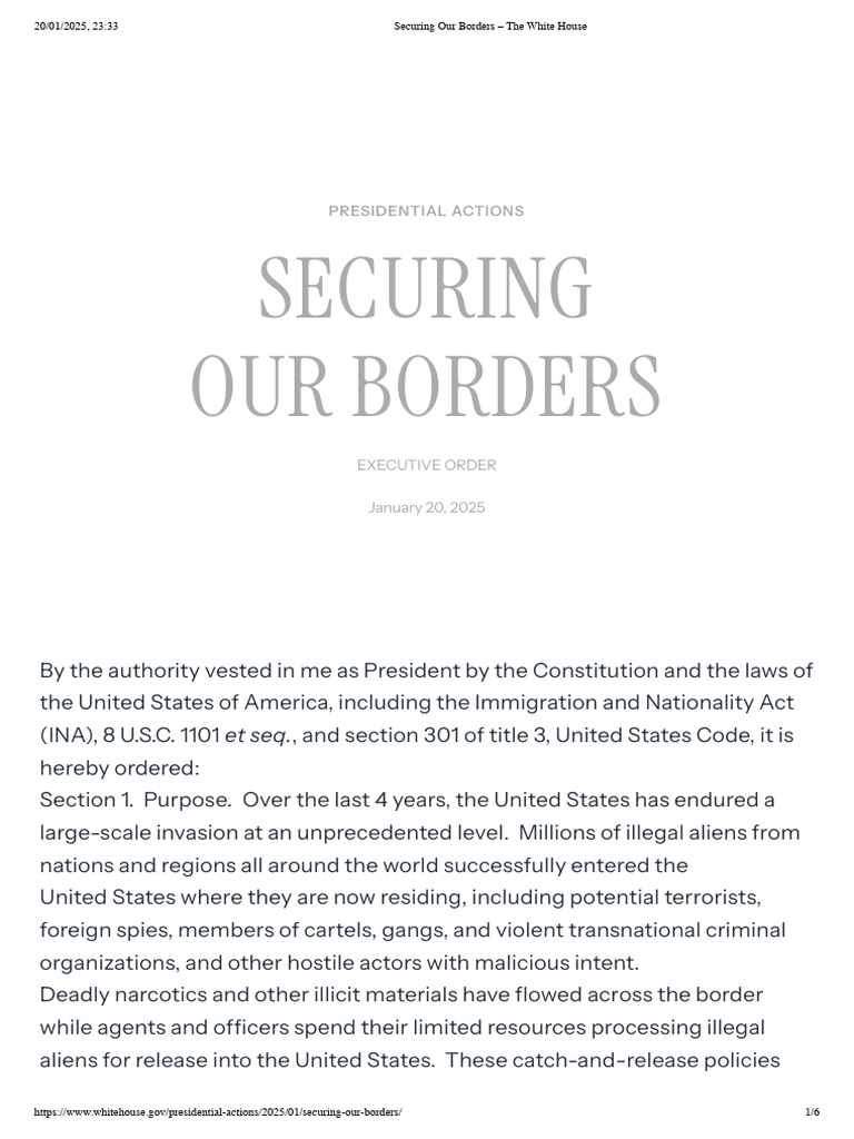 Executive Order on Border Security | PDF | Justice | Crime & Violence