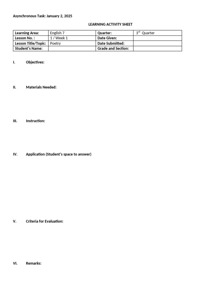 Asynchronous Learning Activity Sheet | PDF