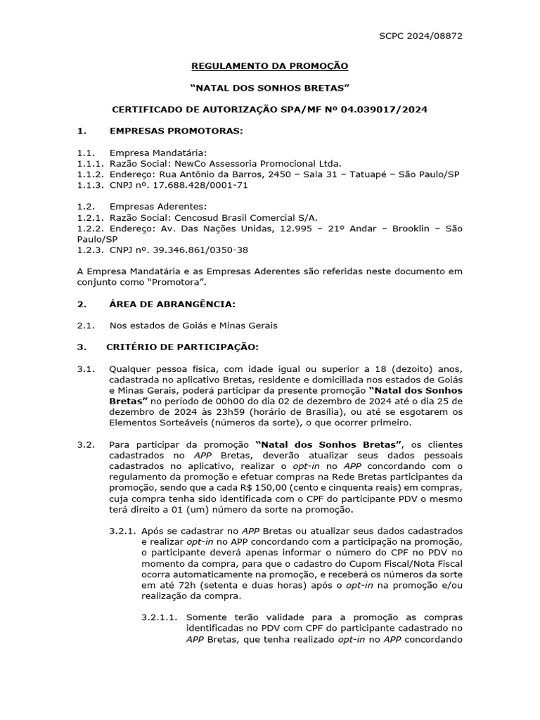 Regulamento SORTEIO Bretas-me1De3wb | PDF | Publicidade