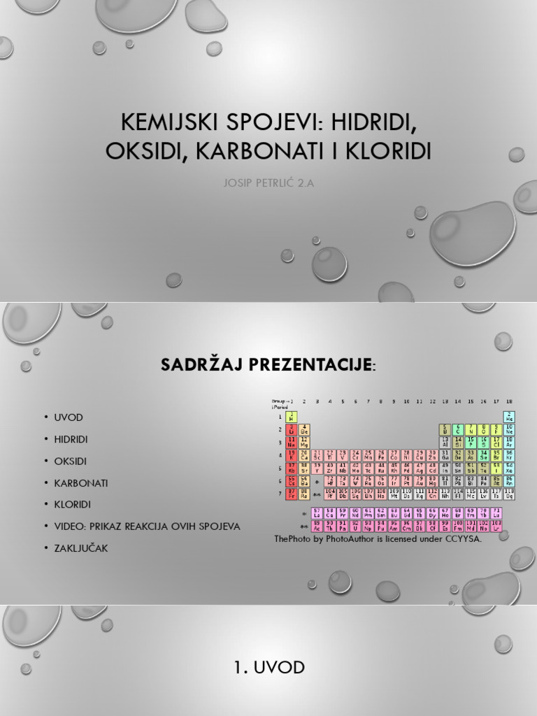 Kemijski Spojevi: Hidridi, Oksidi, Karbonati I Kloridi | PDF