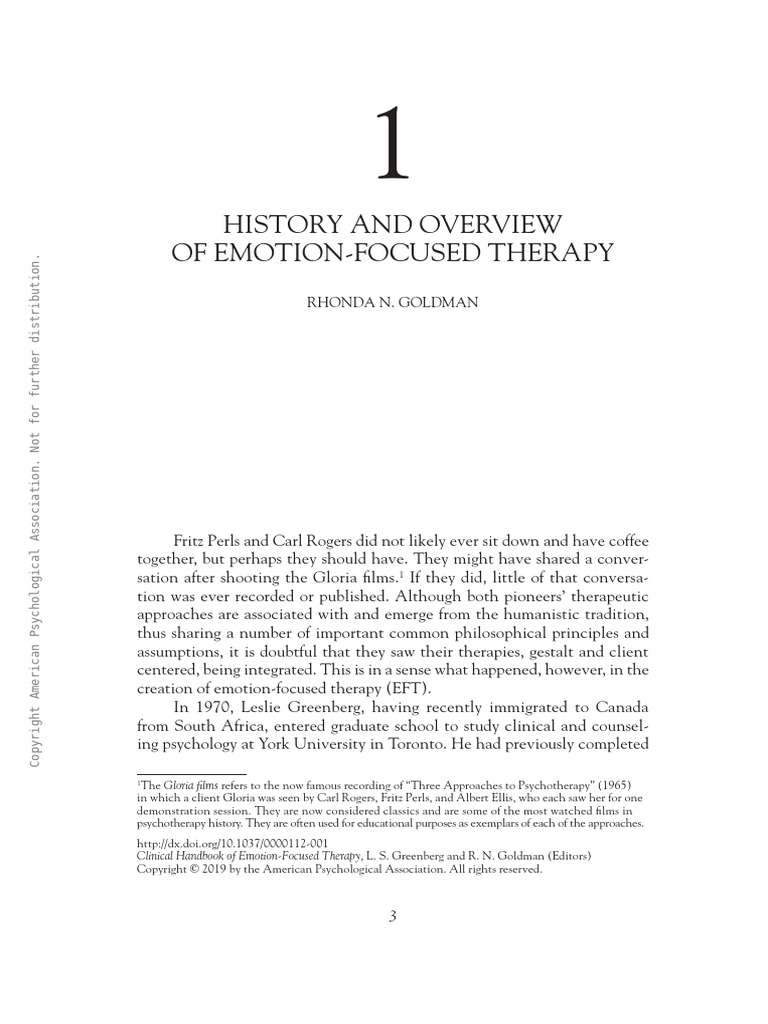 CHAPTER1 - History and ovErvIEw of EmotIon-FocusEd Therapy | PDF ...