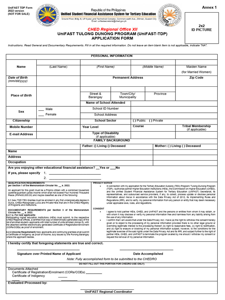 Annex 1 - TDP Application Form - New | PDF | Justice | Crime & Violence