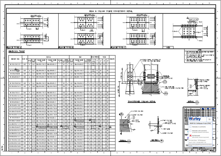 Structural Steel STD DWG Beam & Column Splice Connections | PDF