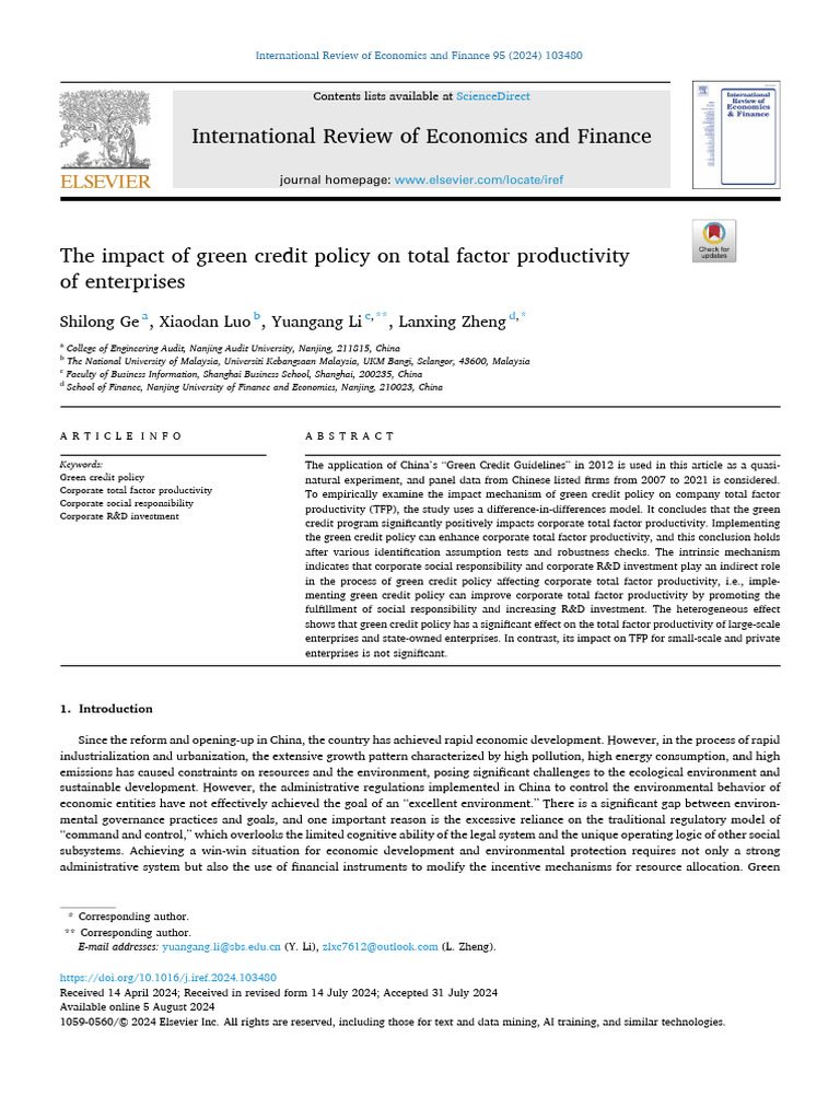 4 - 2024 The-Impact-Of-Green-Credit-Policy-On-Total-Fa - 2024 ...