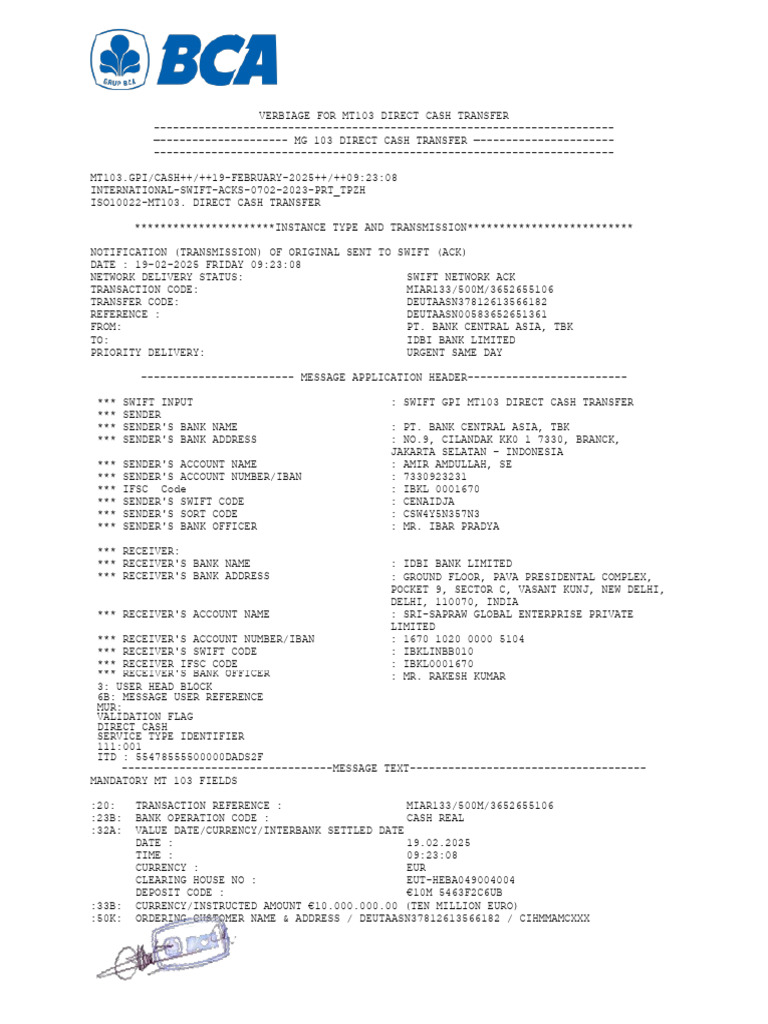 MT103_DCT | PDF | Banking | Service Industries