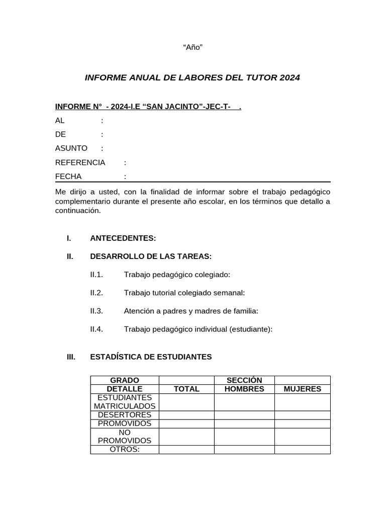 Estructura de Informe Final de Tutoría | PDF