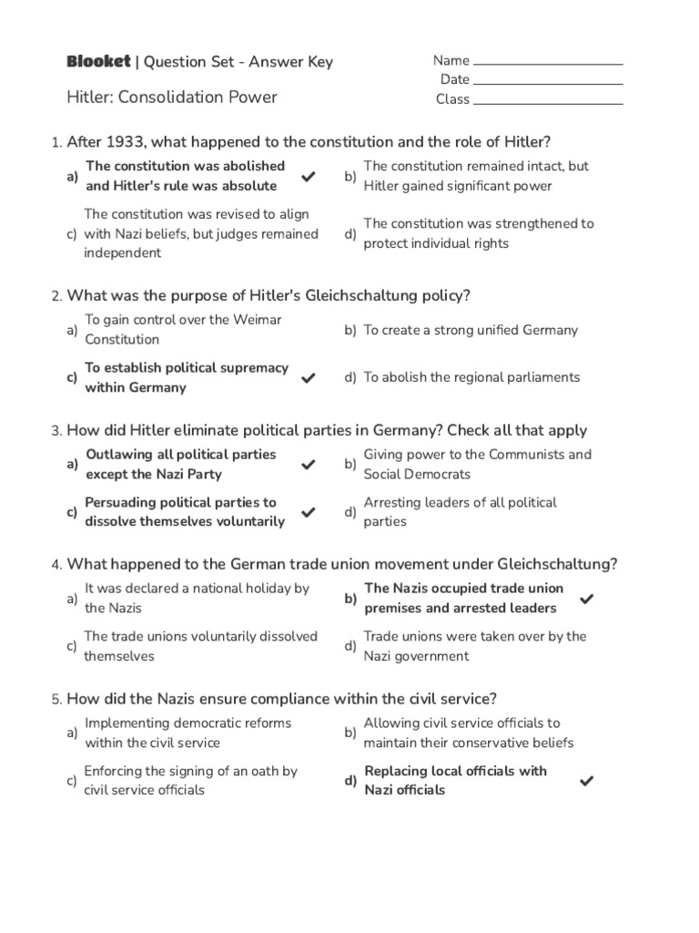 Blooket: Hitler's Rise to Power Quiz | PDF | Nazi Germany | Gestapo