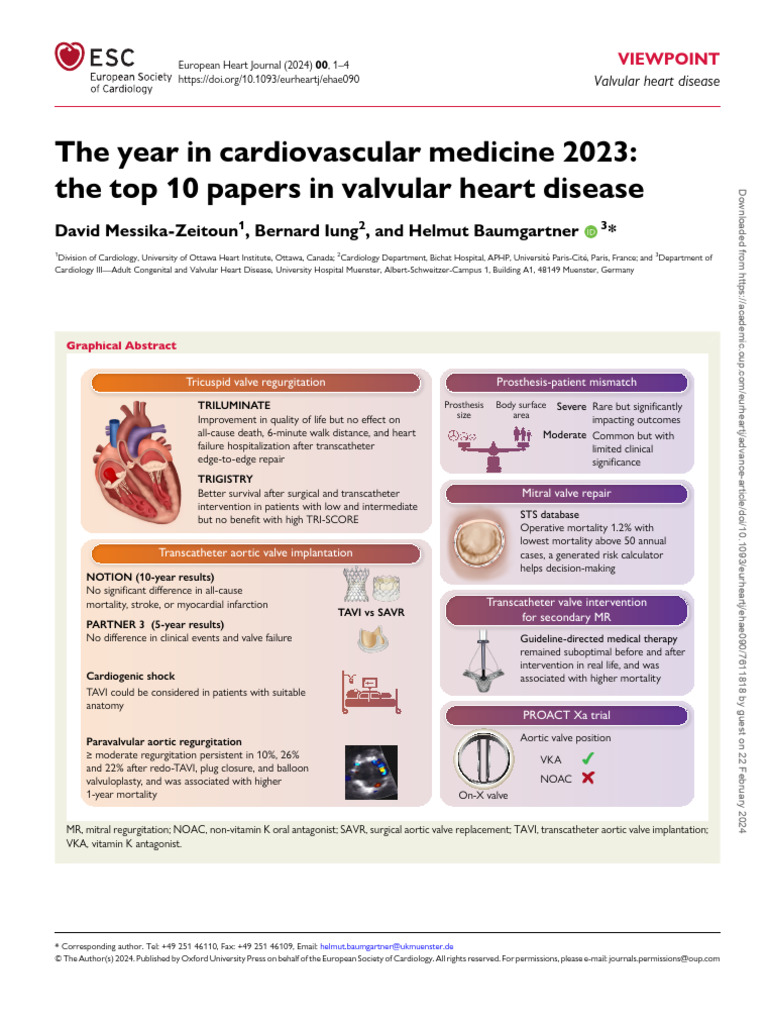 2024 EHJ The Year in Cardiovascular Medicine 2023 The Top 10 Papers ...