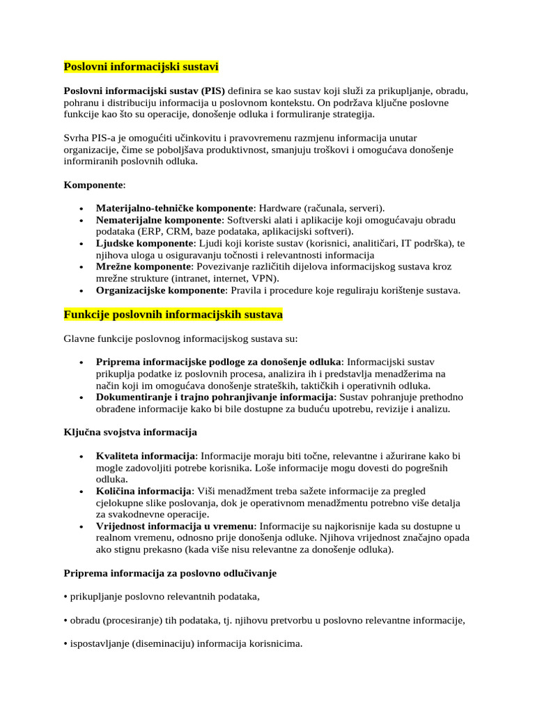 Informacijski Sustavi | PDF