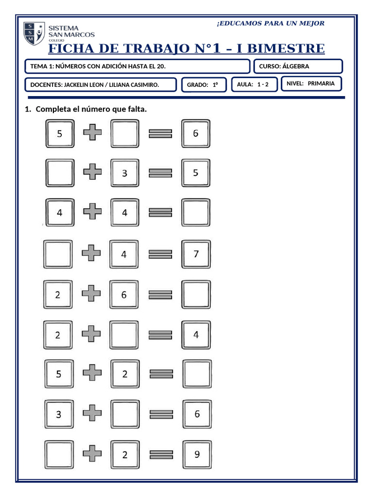 Ficha de Trabajo N°1 - Algebra | PDF