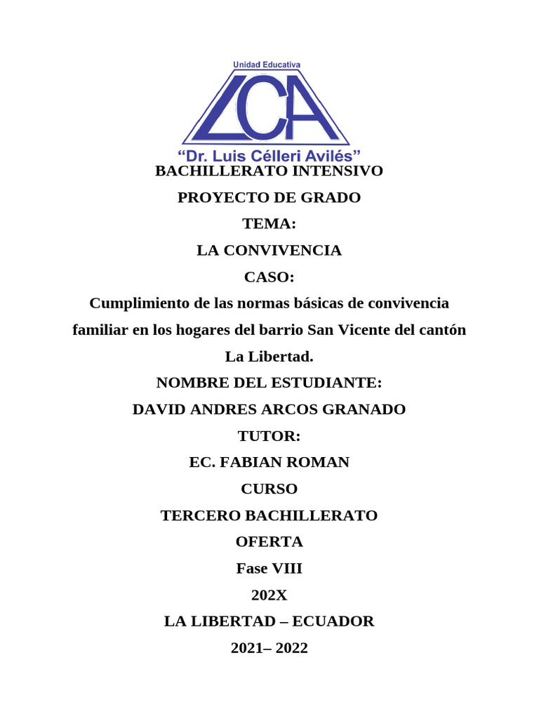 Proyecto de Grado David Arcos | PDF | Familia | Metodología