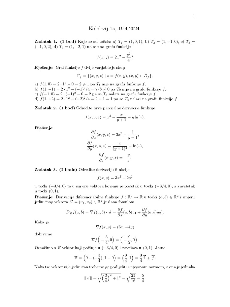 Kolokvij1a Rjesenja | PDF