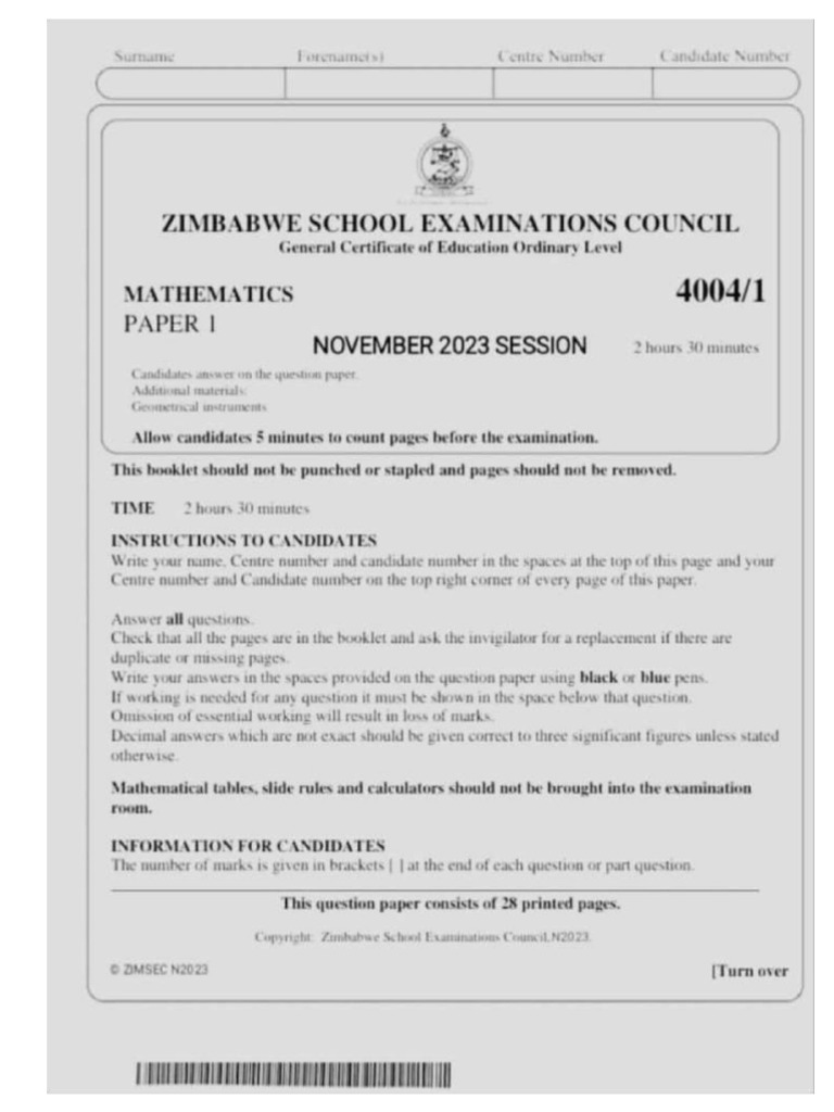Maths O Level Nov 2023 Paper 1 | PDF