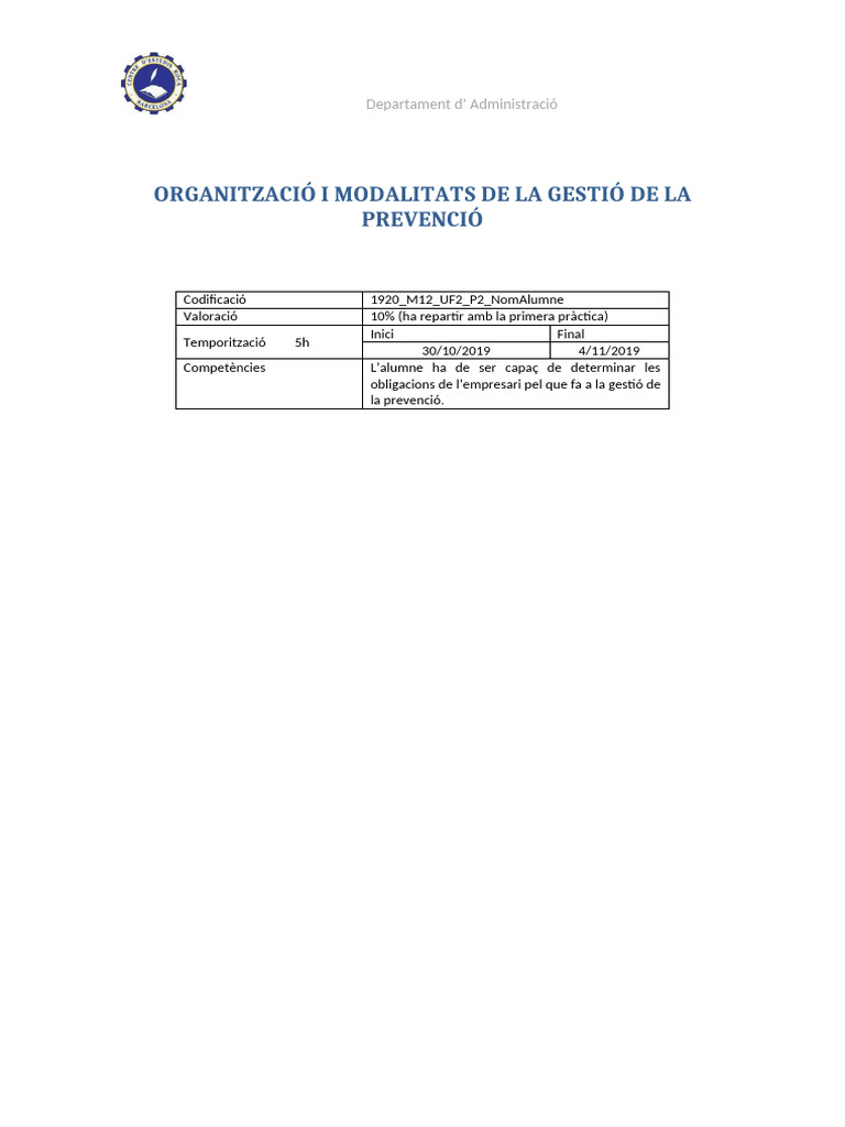 1920 M10 UF2 P2-2 Modalitats Gestio PRL (SMX) | PDF
